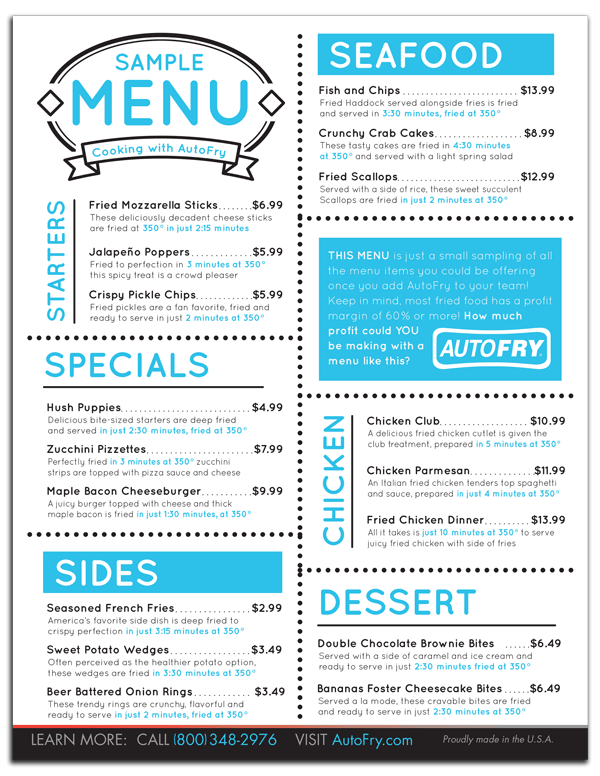 Crafting an AutoFry Menu: One Piece of Equipment for a Full Menu